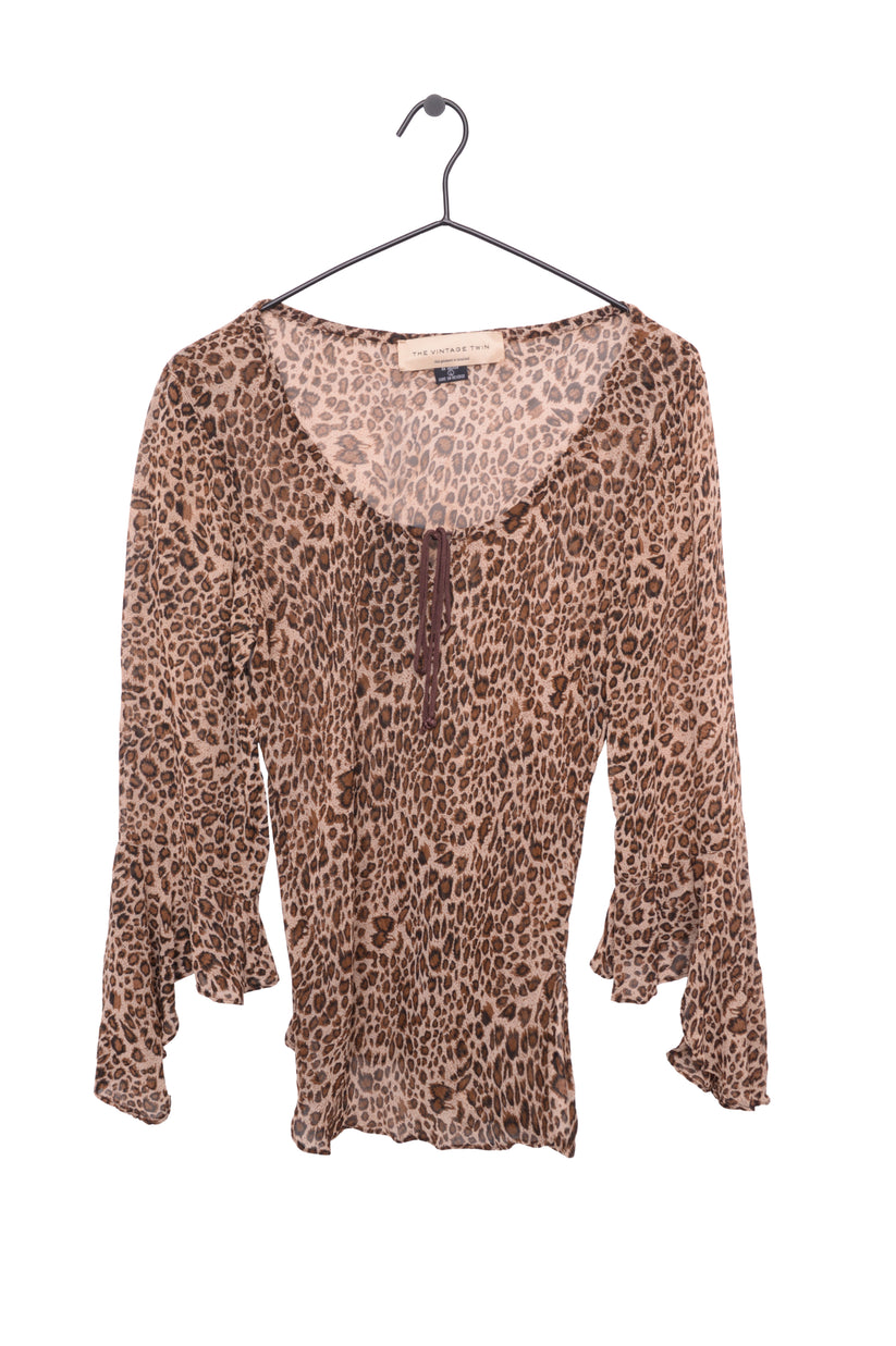 Y2K Sheer Leopard Top Free Shipping - The Vintage Twin