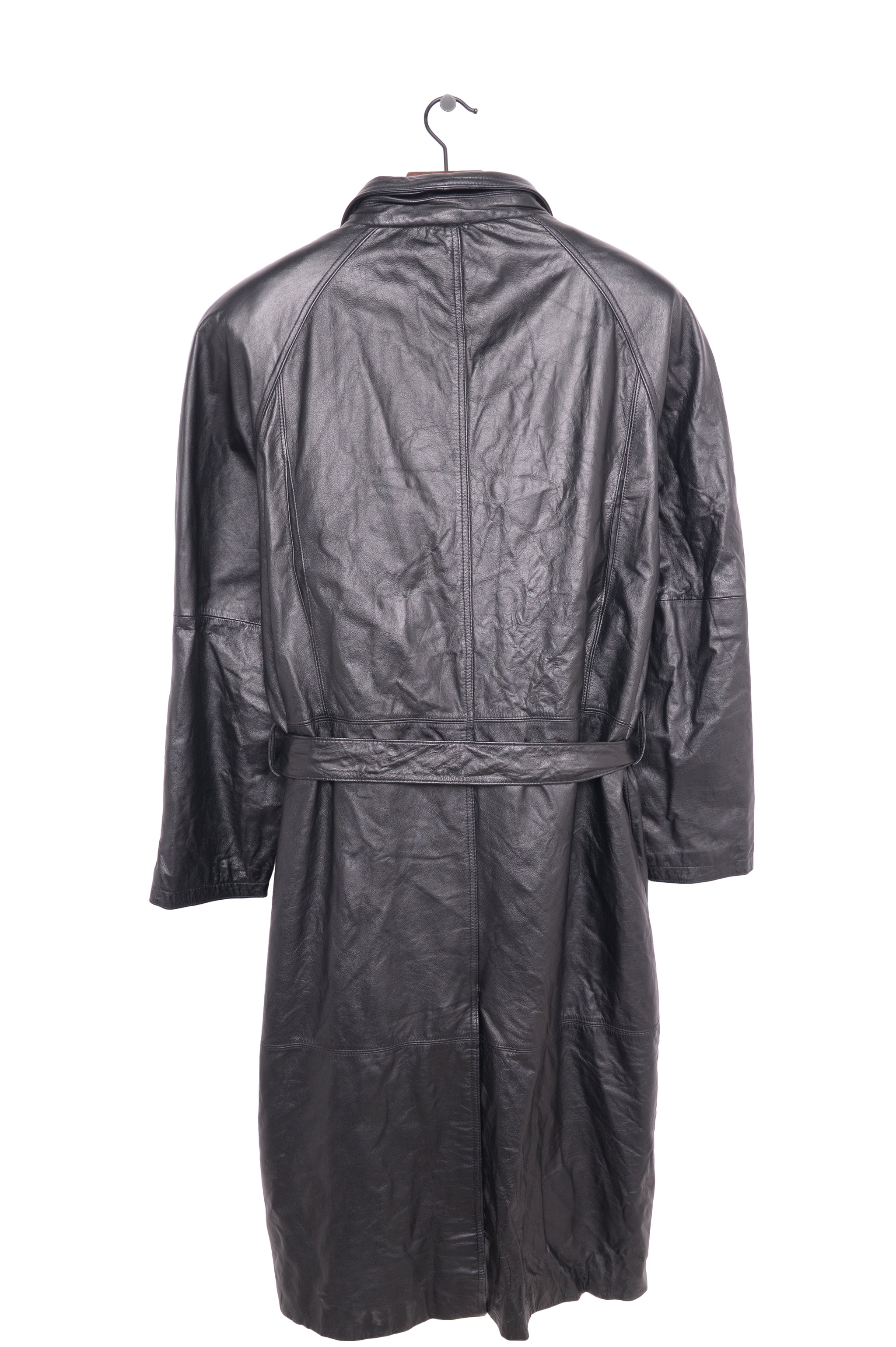 Belted Long Leather Jacket Free Shipping - The Vintage Twin