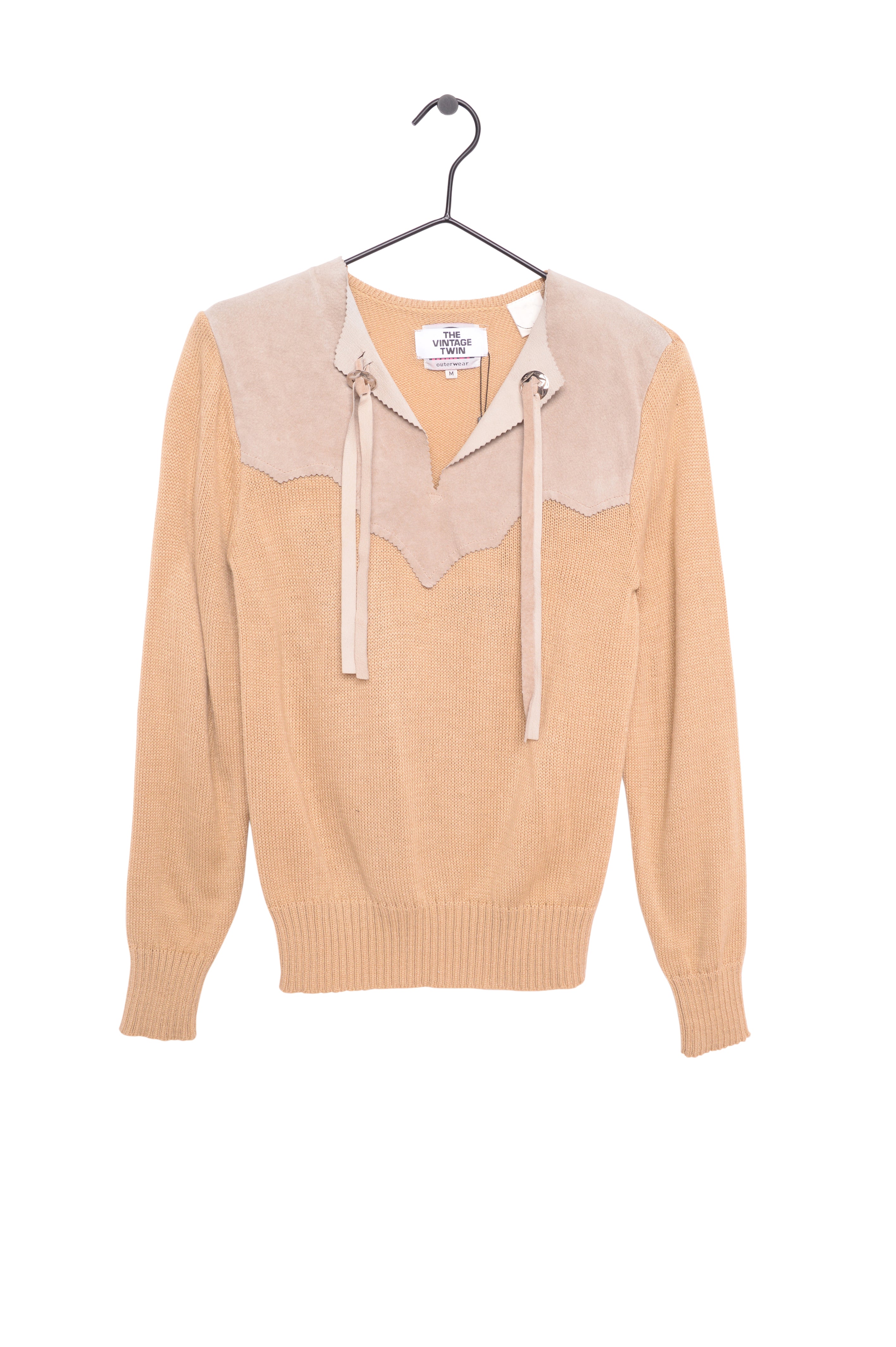 1970s Suede Panel Sweater Free Shipping - The Vintage Twin