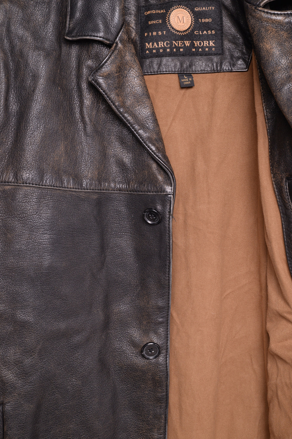 1990s Faded Leather Jacket Free Shipping - The Vintage Twin