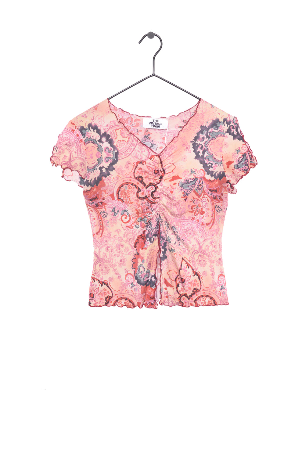 Y2K Paisley Mesh Top Free Shipping - The Vintage Twin