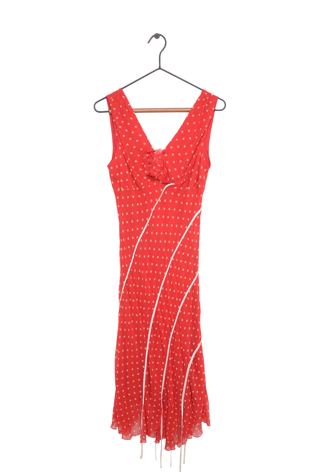 Y2K Silk Polka Dot Ruffle Dress - The Vintage Twin