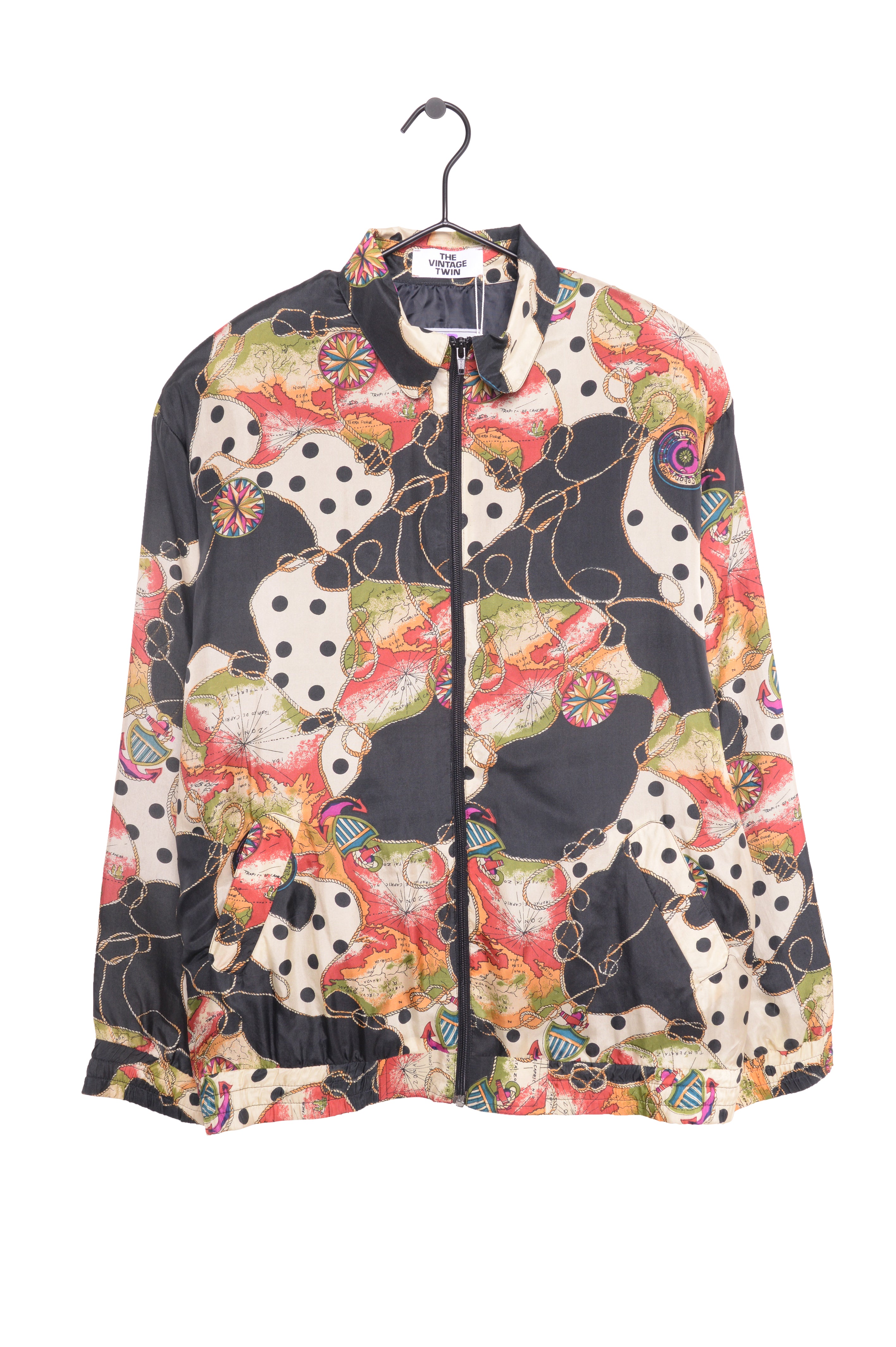 1980s Maps Silk Windbreaker Free Shipping - The Vintage Twin